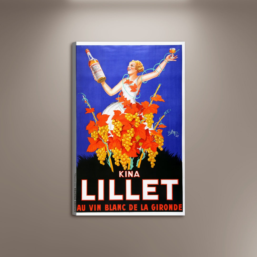 Kina Lillet Vintage Poster Druck Gerahmte Leinwand, Retro Werbeplakat ...