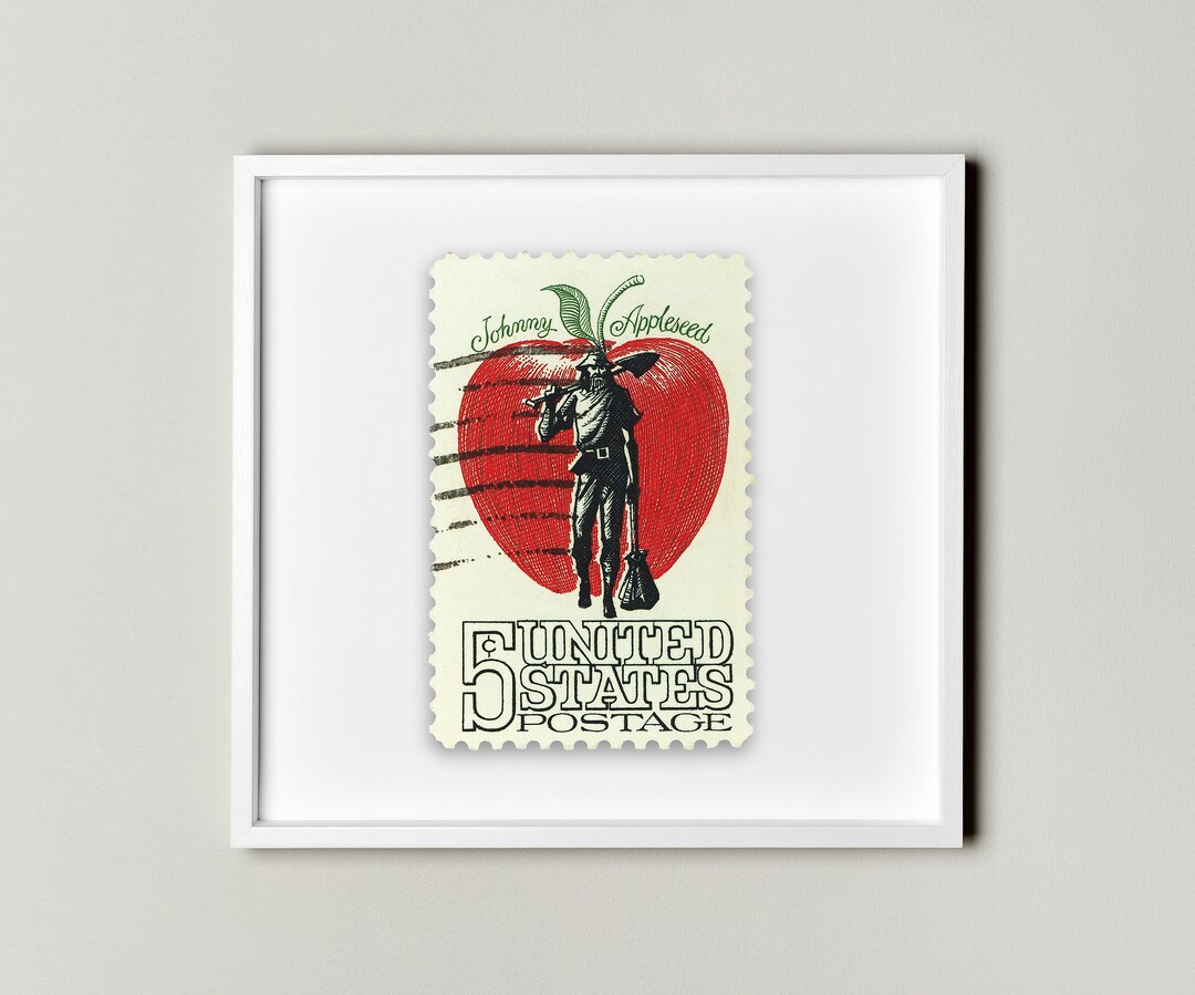 Framed Johnny Appleseed Postage Stamp Art: Limited Edition Wall Decor ...