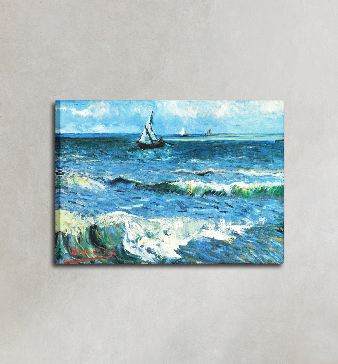 The Sea at Les Saintes Maries De La Mer Painting by Vincent Van Gogh ...