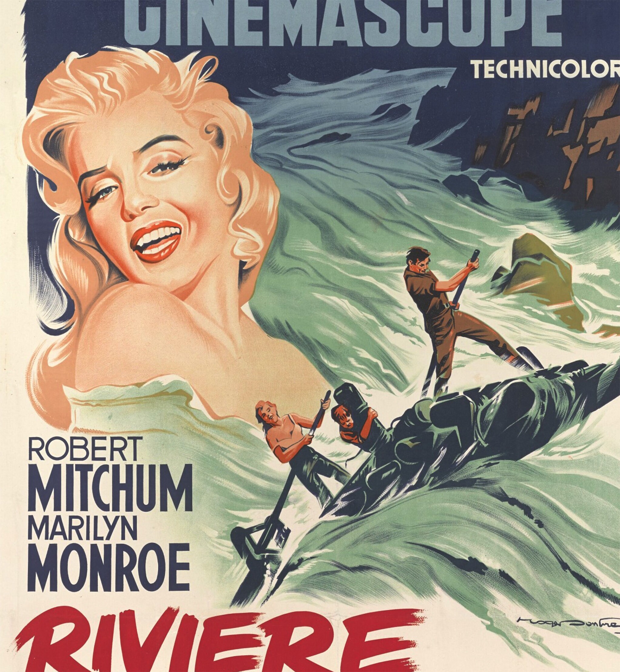 River of No Return Movie Poster Print Framed Canvas, Marilyn Monroe ...