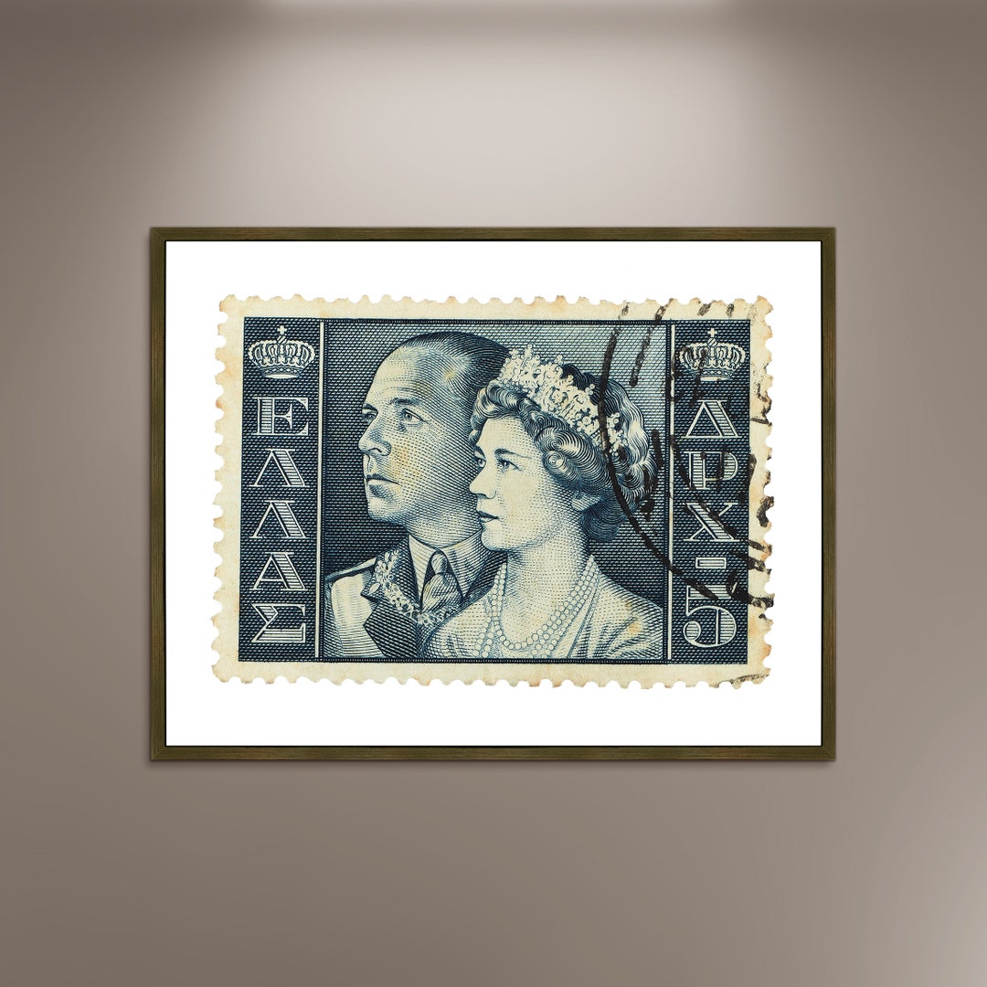 King Paul & Queen Fredericka Greek Stamp Poster: Limited Edition Giclée ...