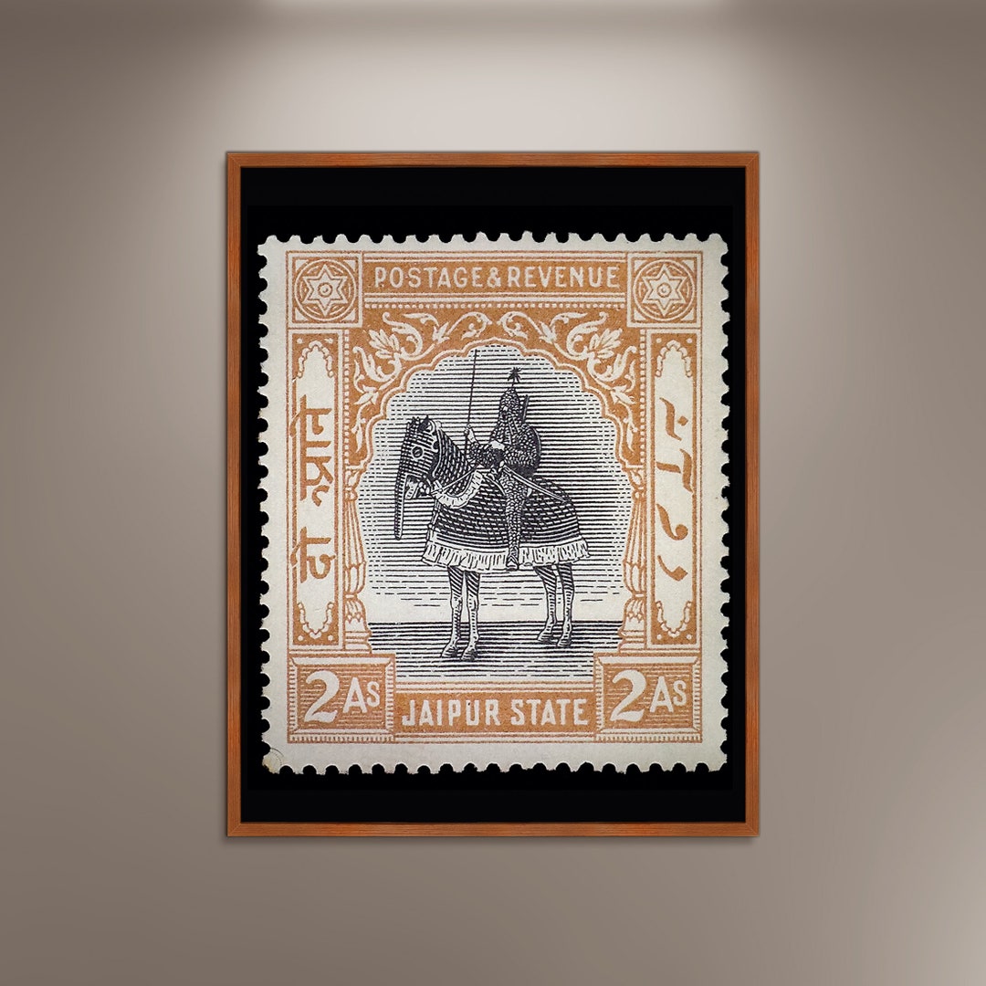 Jaipur State Postage Stamp Art Print: Vintage India Travel Poster - Etsy