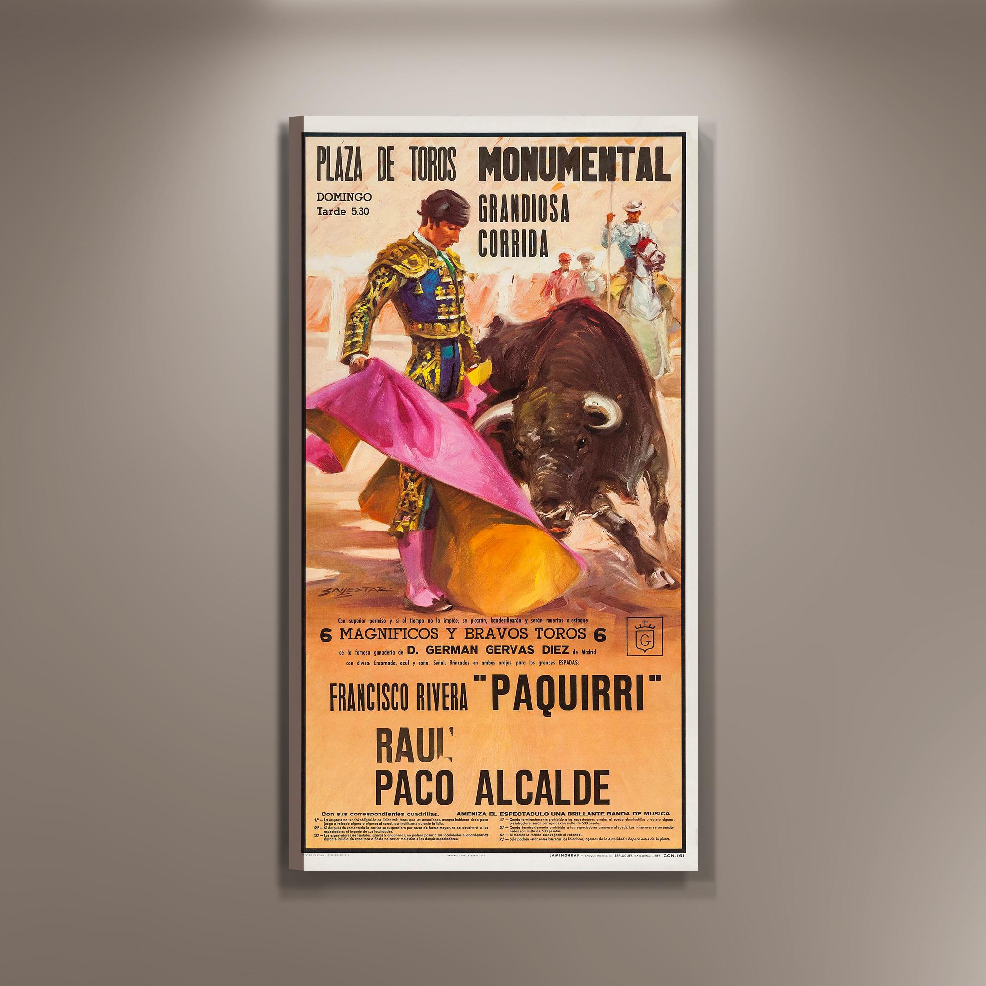 Plaza De Toros Monumental, Vintage Bullfighting Poster Print Framed ...