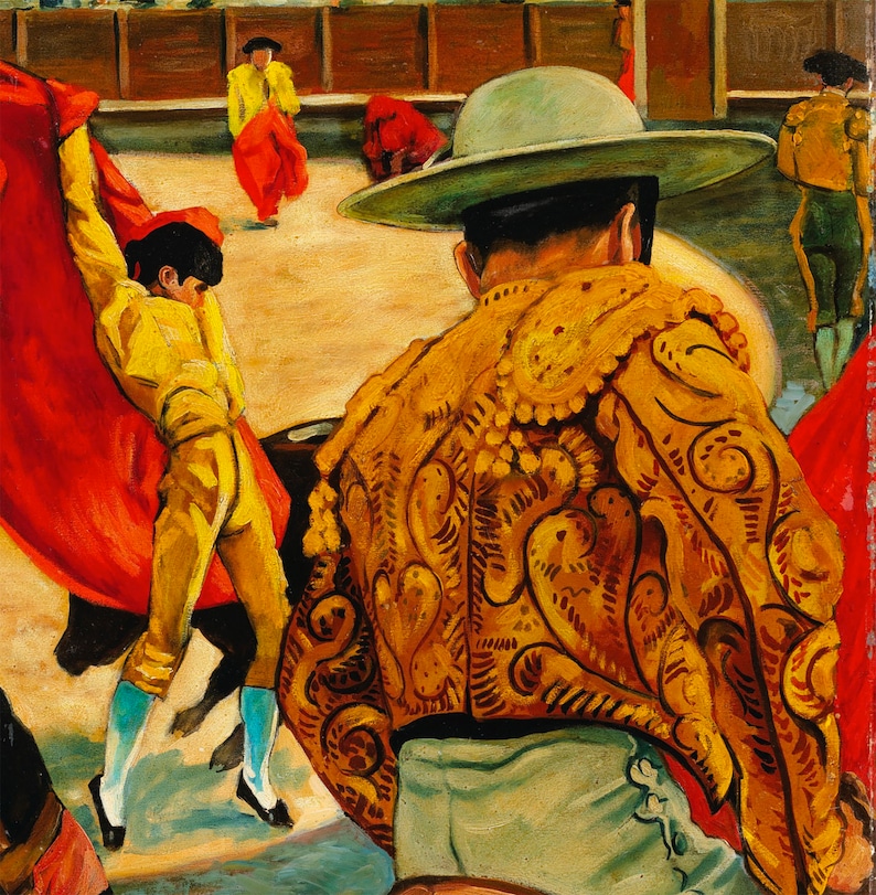 Matador in the Arena Framed Canvas Print: Vintage Bullfighting Art - Etsy