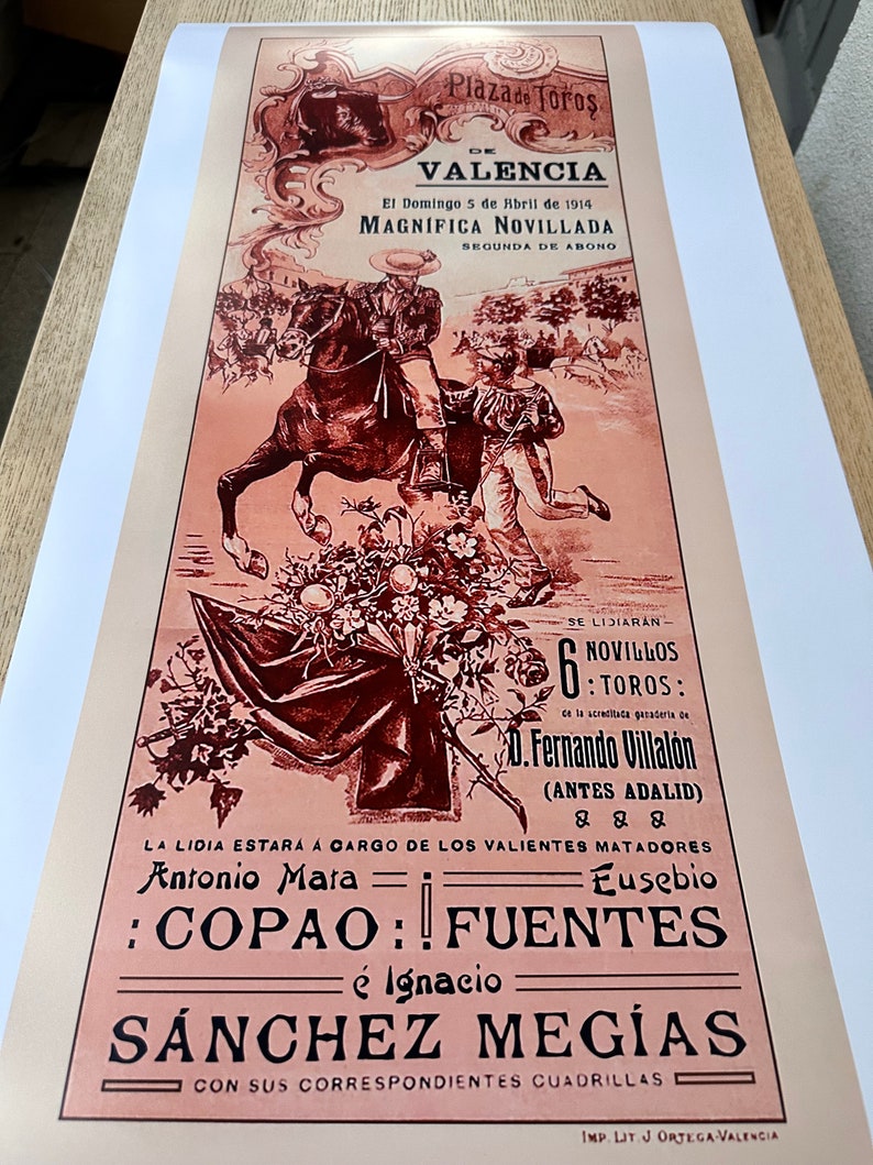1914 Spanish Bullfighting Poster Vintage Fine Art Print Canvas, Plaza ...