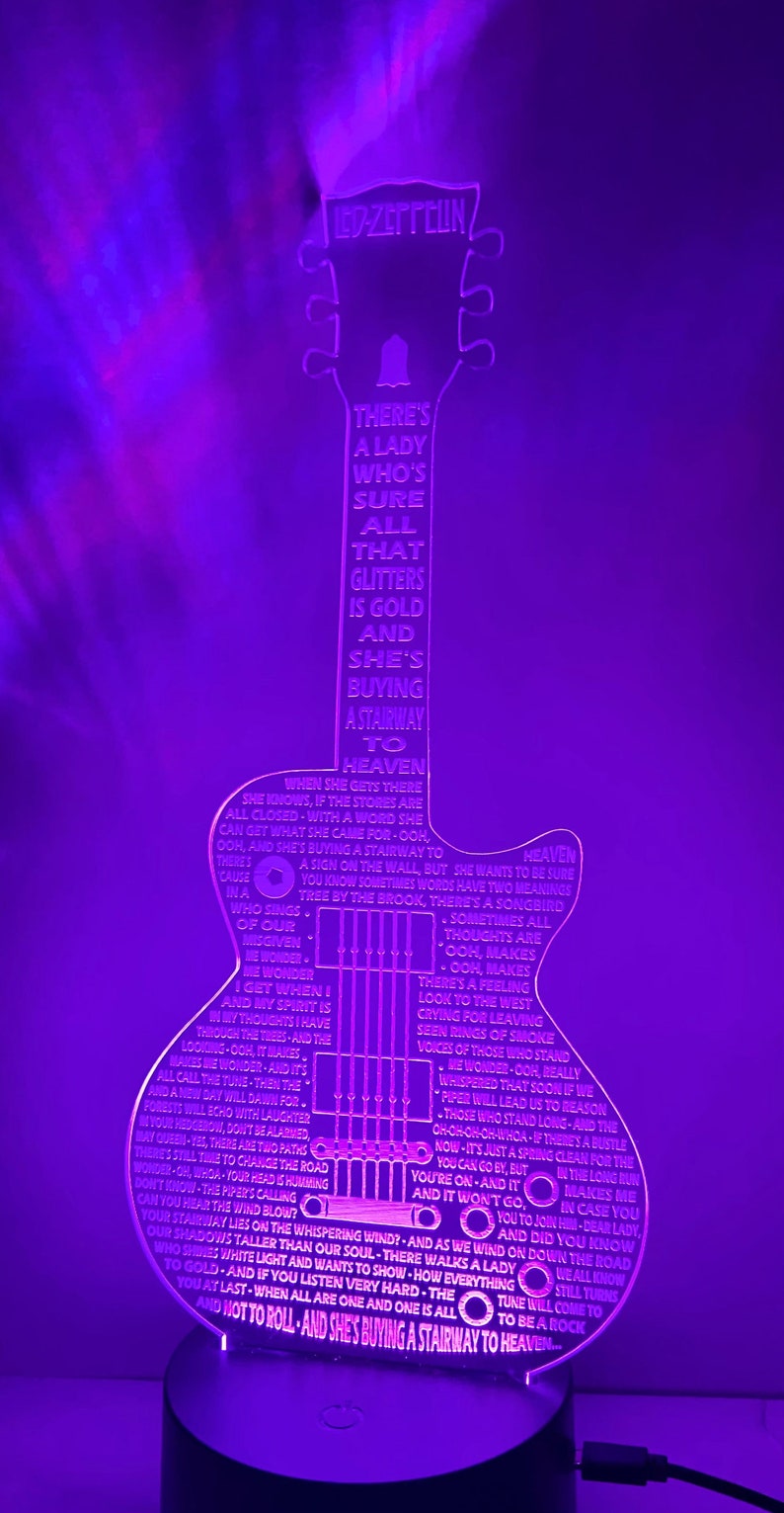 STAIRWAY to Heaven - Led Zeppelin Acrylic Guitar With Lyrics Multi ...