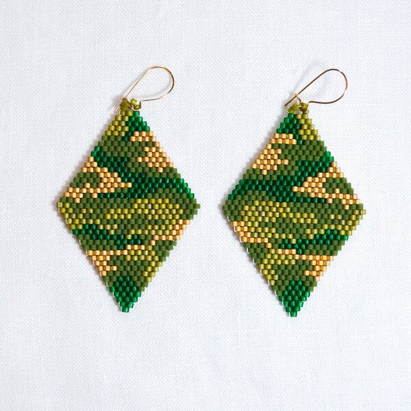 Camo Beaded Earrings - Etsy