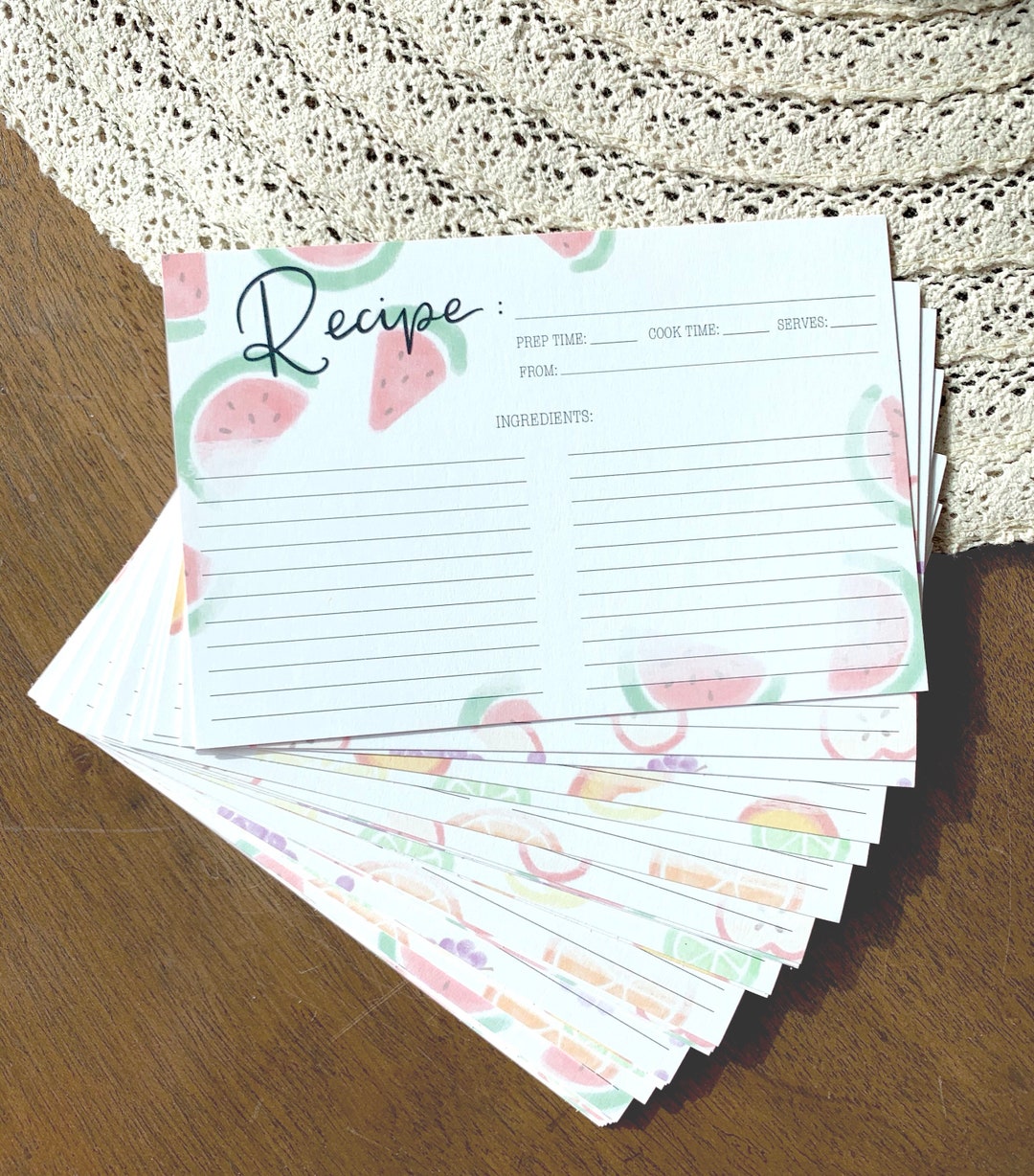 Recipe Cards Fruit Themed 4x6 Double Sided High Quality - Etsy
