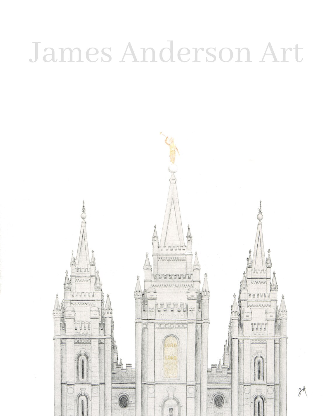 Salt Lake Temple Drawing. LDS Temple. Salt Lake City Utah. Minimalist ...