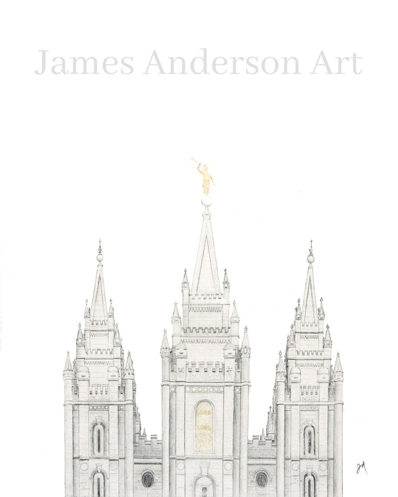 Salt Lake Temple Drawing. LDS Temple. Salt Lake City Utah. Minimalist ...