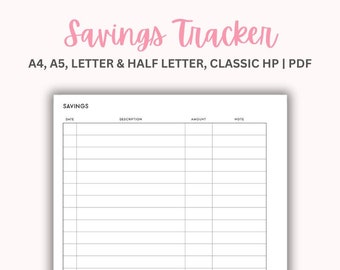 Savings Tracker Printable, Savings Challenge Printable, Saving Goal ...