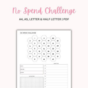 Printable No Spend Challenge, Budgeting, Simple Budget Tracker, Savings ...