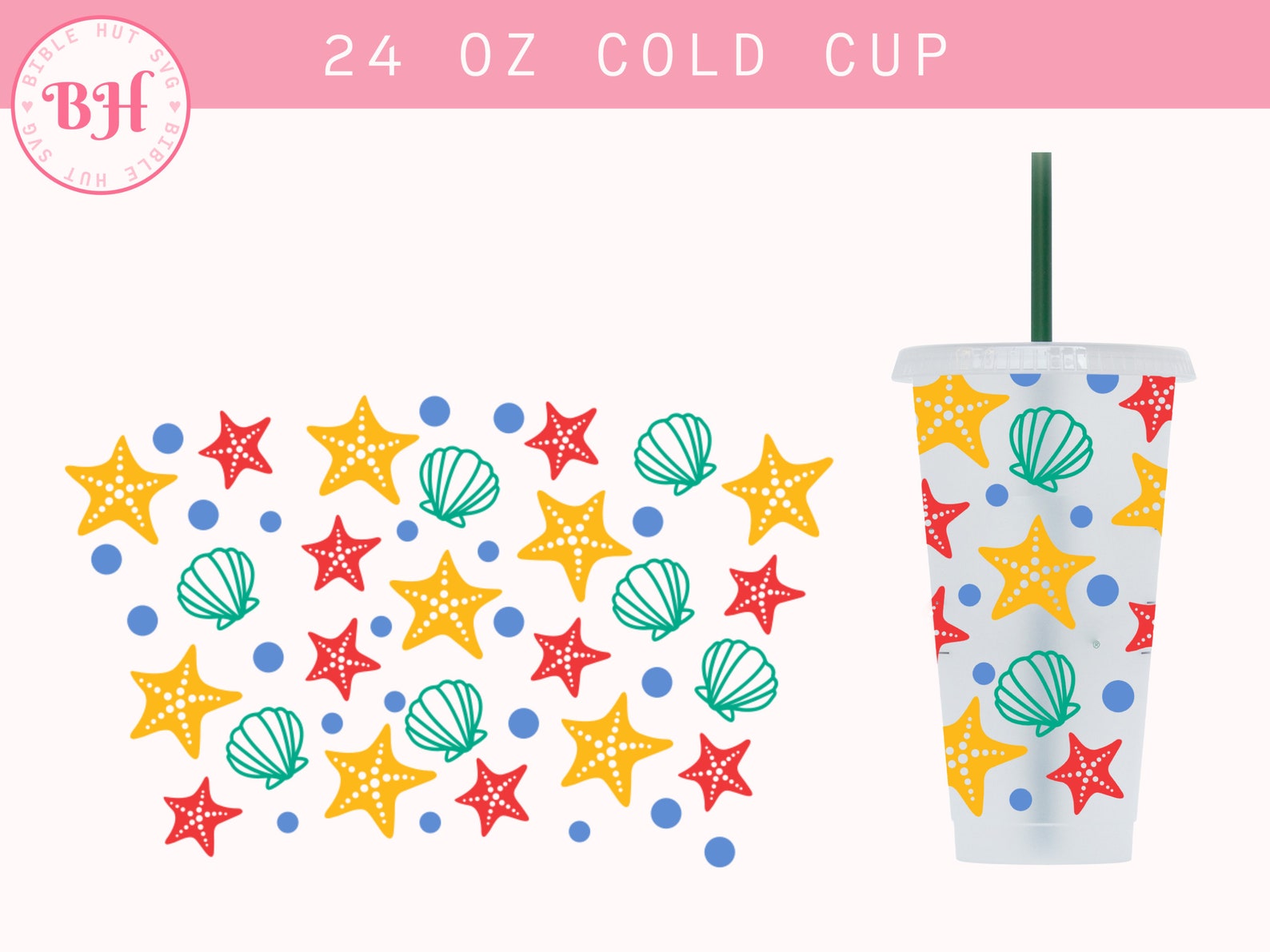 Beach Svg for 24oz Venti Cold Cup Wrap, Under the Sea Cold Cup Svg No ...