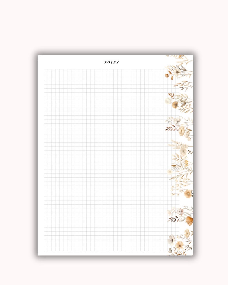 Printable Notes Page, Floral Notes Template, Note Taking, Flower ...