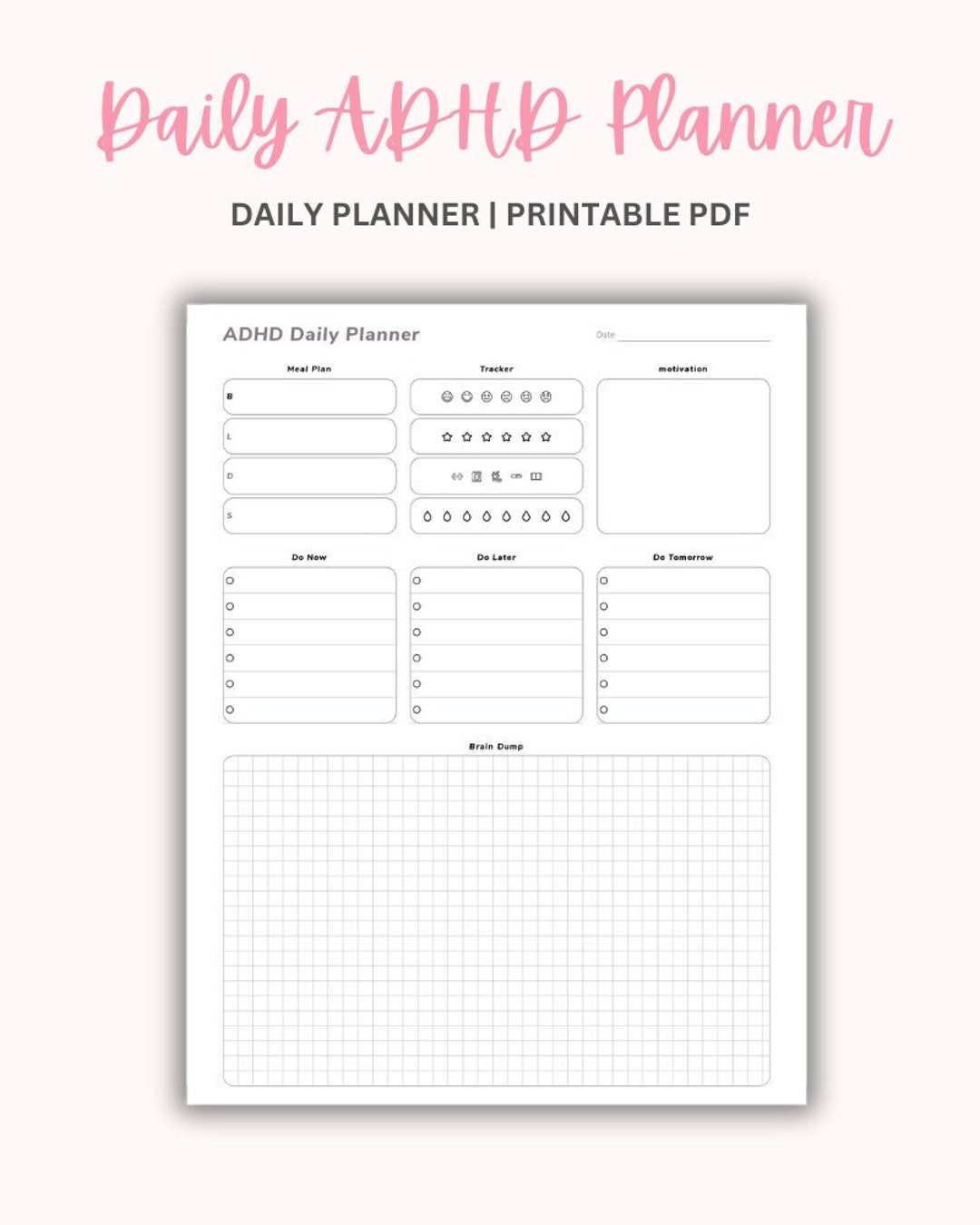 ADHD Planner Printable ADHD Editable ADHD Adult Planner Adult Adhd ...