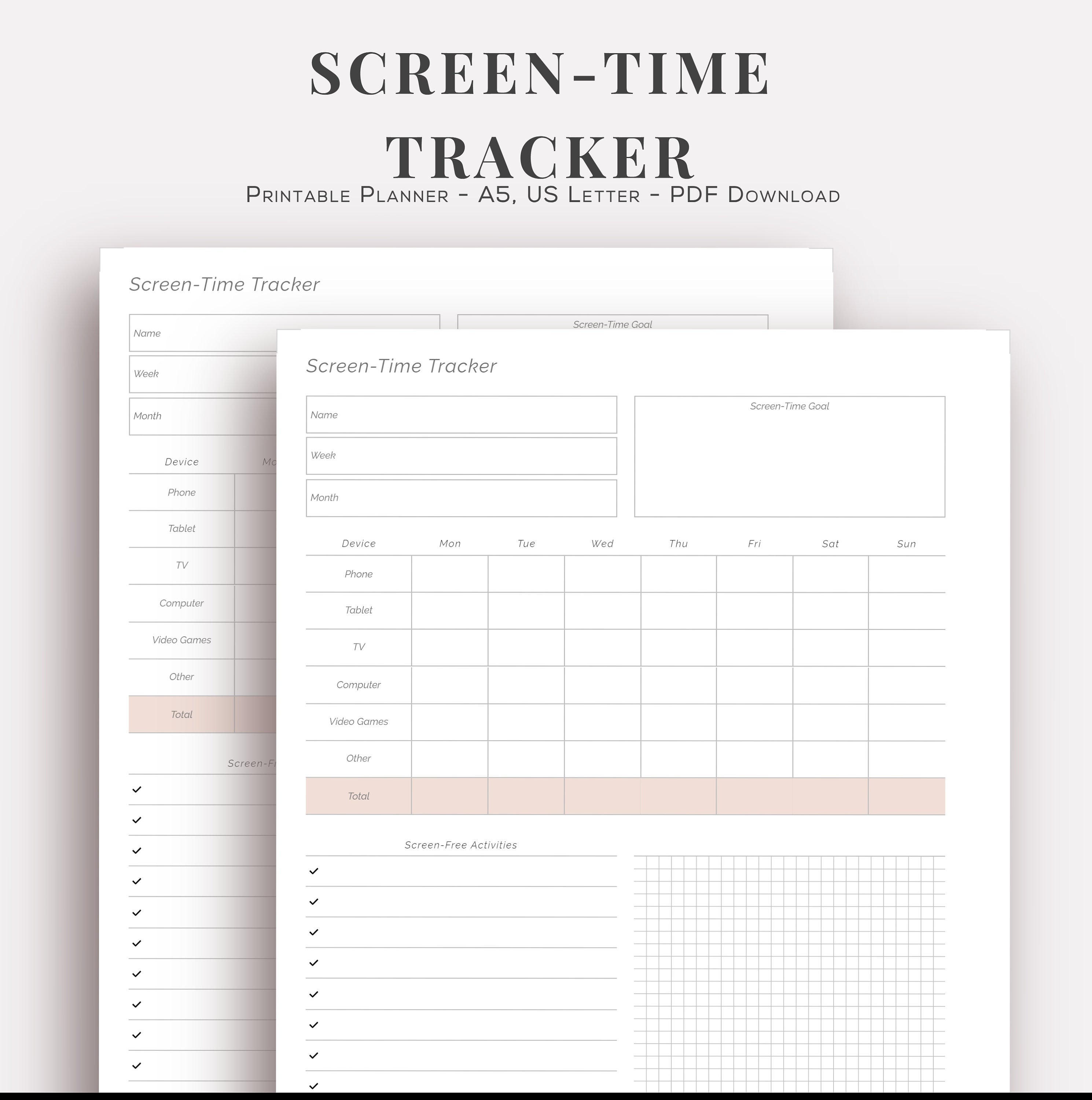 Printable Screen Time Tracker, Screen Time Rules, Screen Time Chore ...
