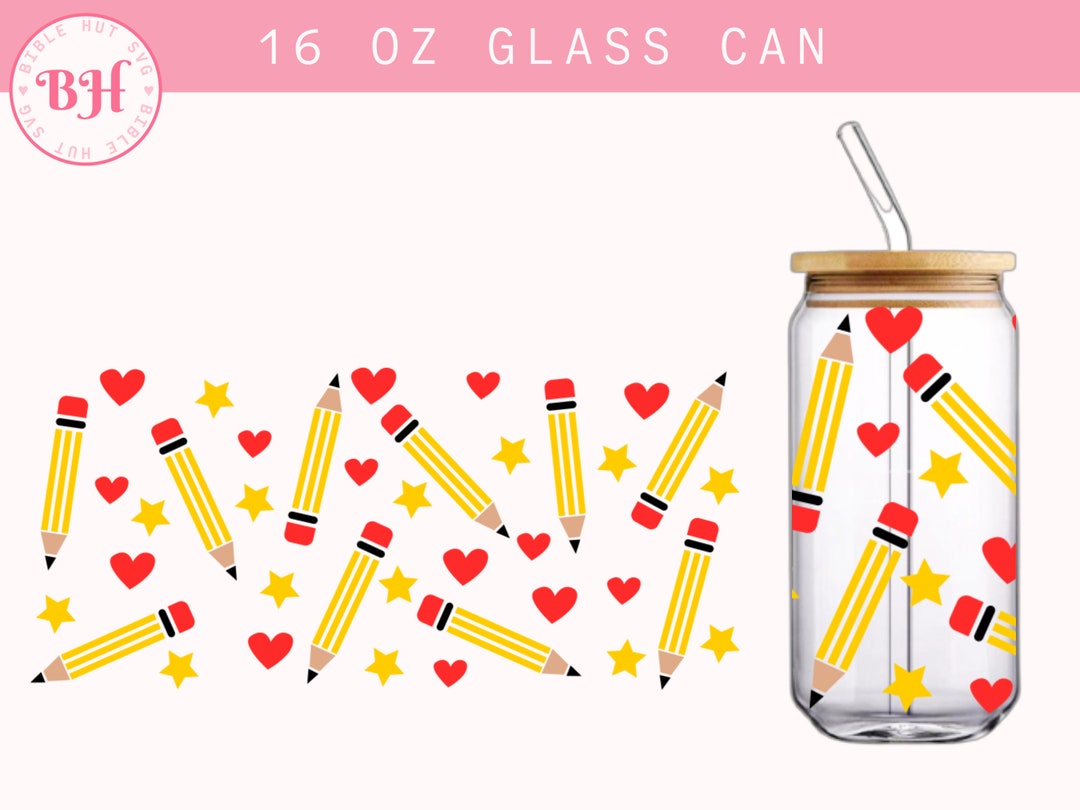 Teacher Glass Can Svg, 16 Oz Glass Can Coffee Svg, Teacher Cup Svg, 16 ...