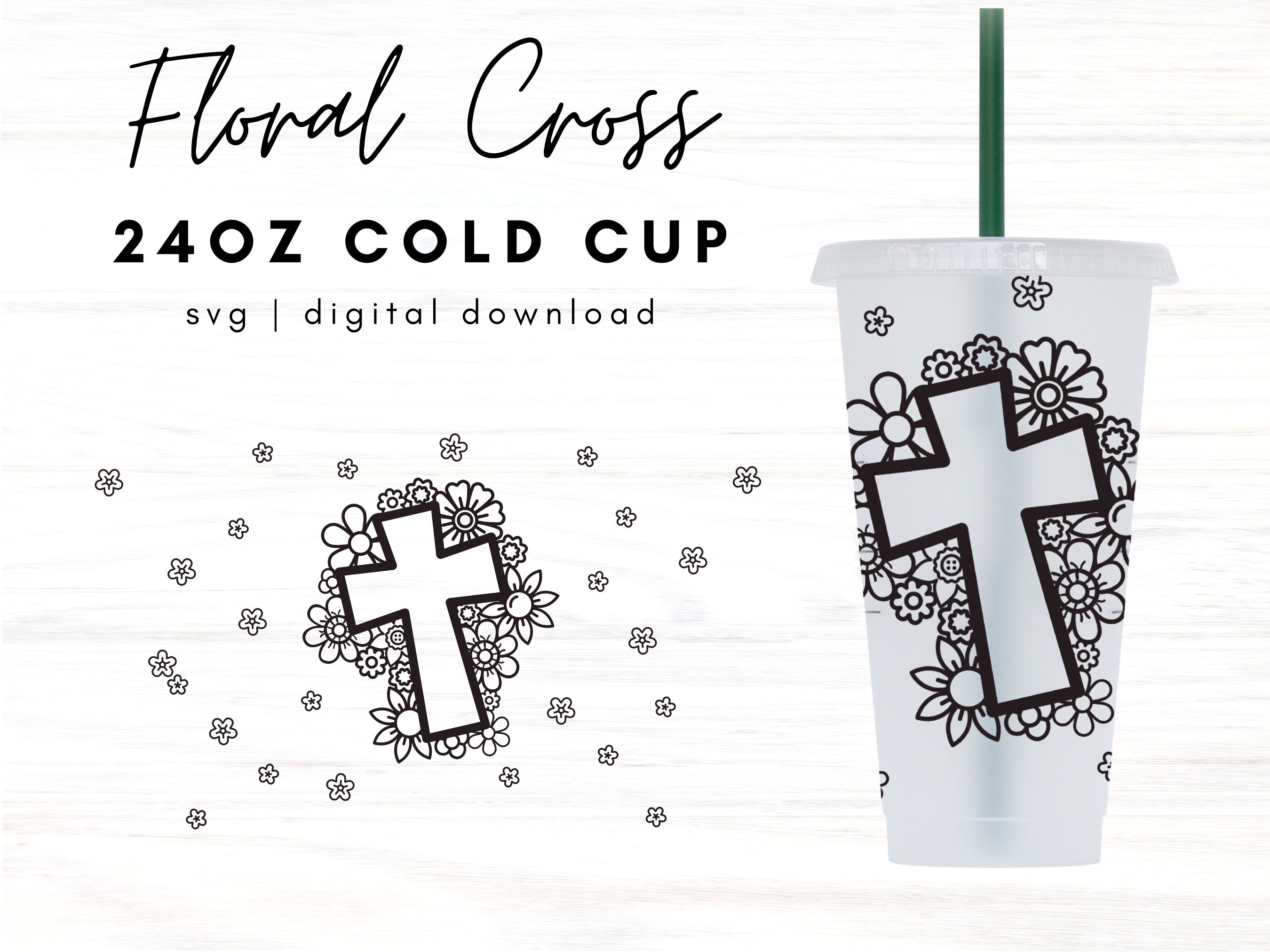 Floral Cross Cold Cup Svg Christian Svg Files for Cricut - Etsy Canada