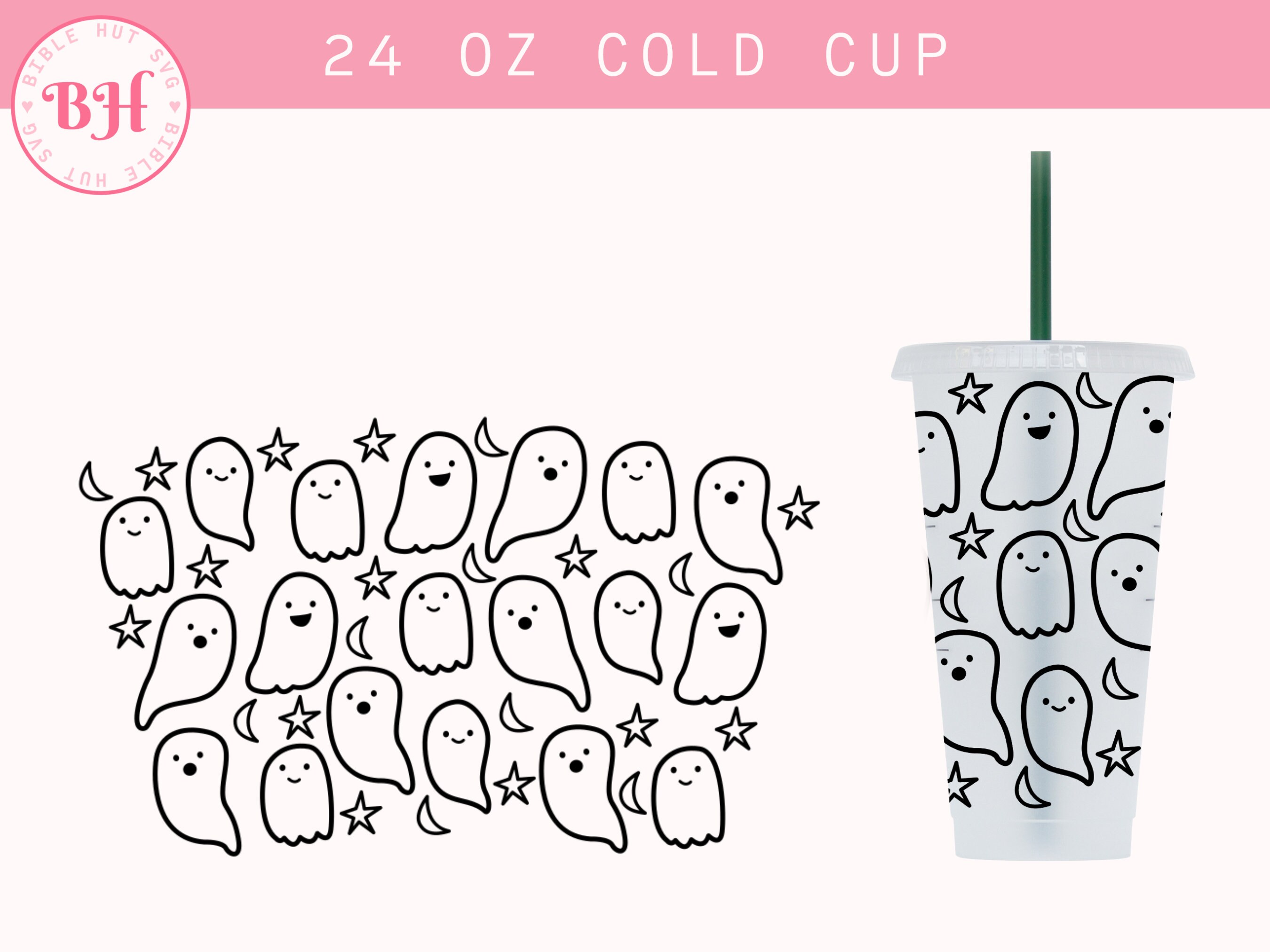 Cute Ghost SVG No Hole Cold Cup SVG Halloween Cold Cup Svg - Etsy
