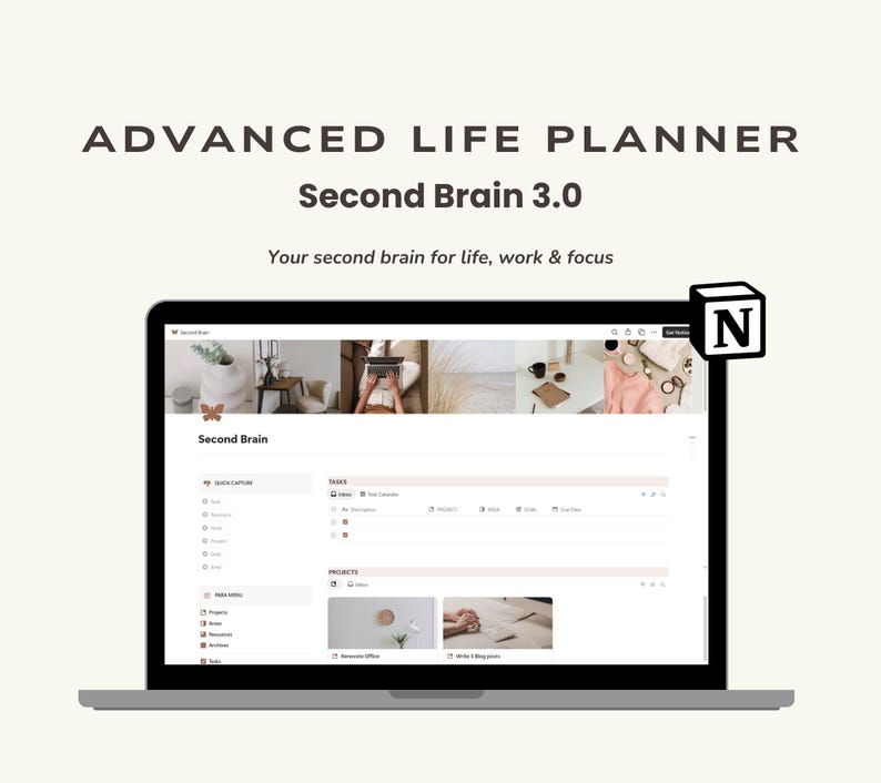 Notion Second Brain Template, P.A.R.A. System Dashboard - Etsy