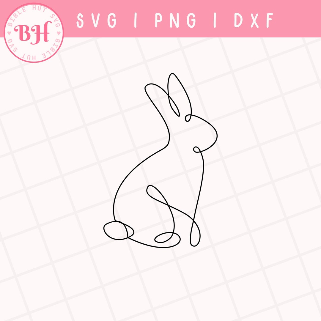 Bunny Single Line Statue, Bunny Line Art, Bunny Outline Svg, Bunny Line ...
