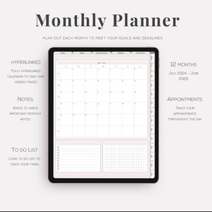 2024 2025 Mid Year Digital Planner, Dated Daily, Weekly, Monthly ...