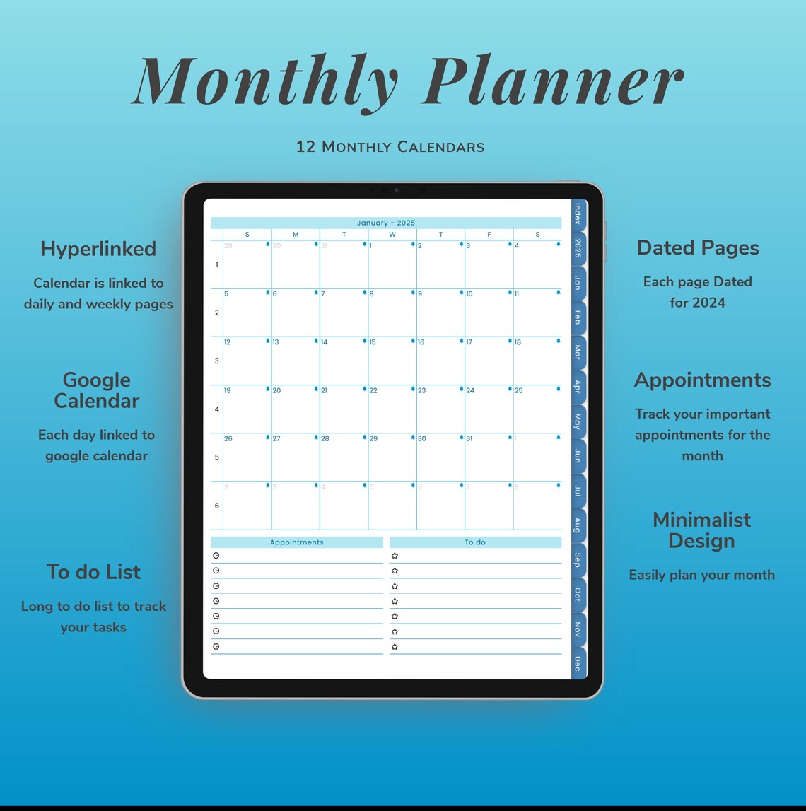 2025 Blue Digital Planner for Goodnotes & Notability (ipad) - Etsy