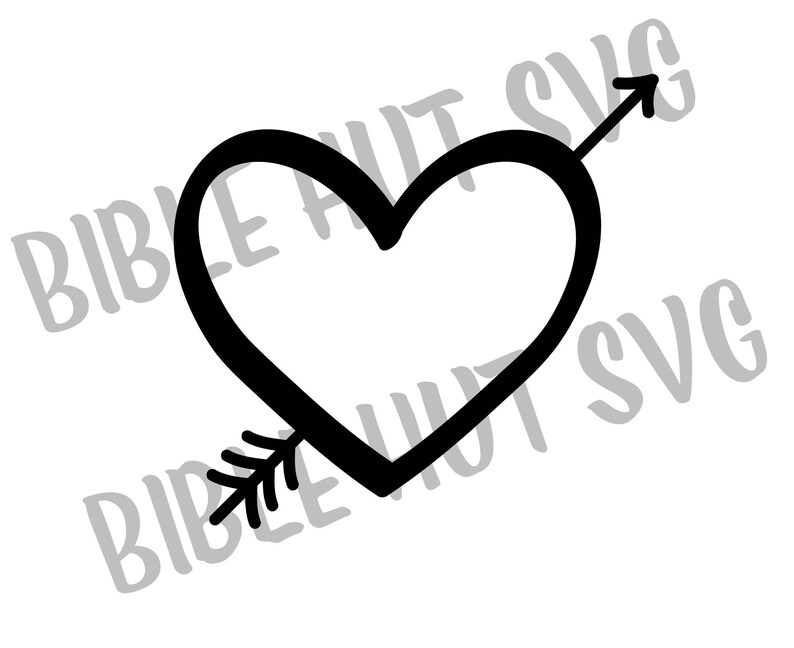 Heart and Arrow SVG Love Heart with Arrow SVG Hand Drawn | Etsy