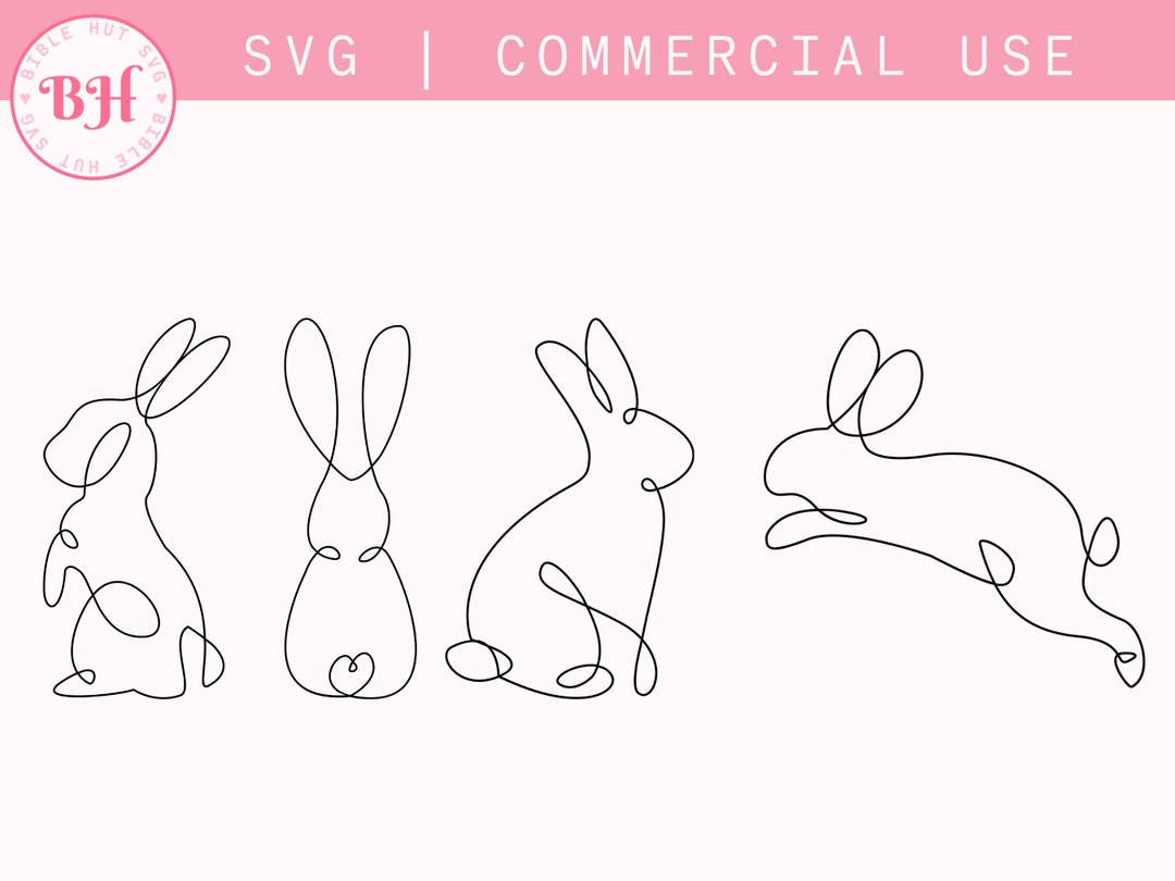 Single Line Bunny SVG: Minimalist Easter Line Art (digital Download) - Etsy