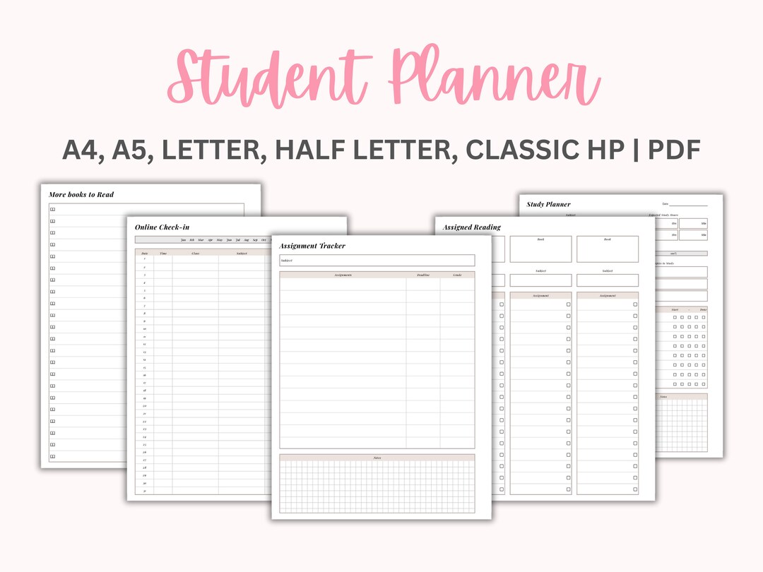 Printable Planner, Printable Student Planner Bundle, Study Planner ...