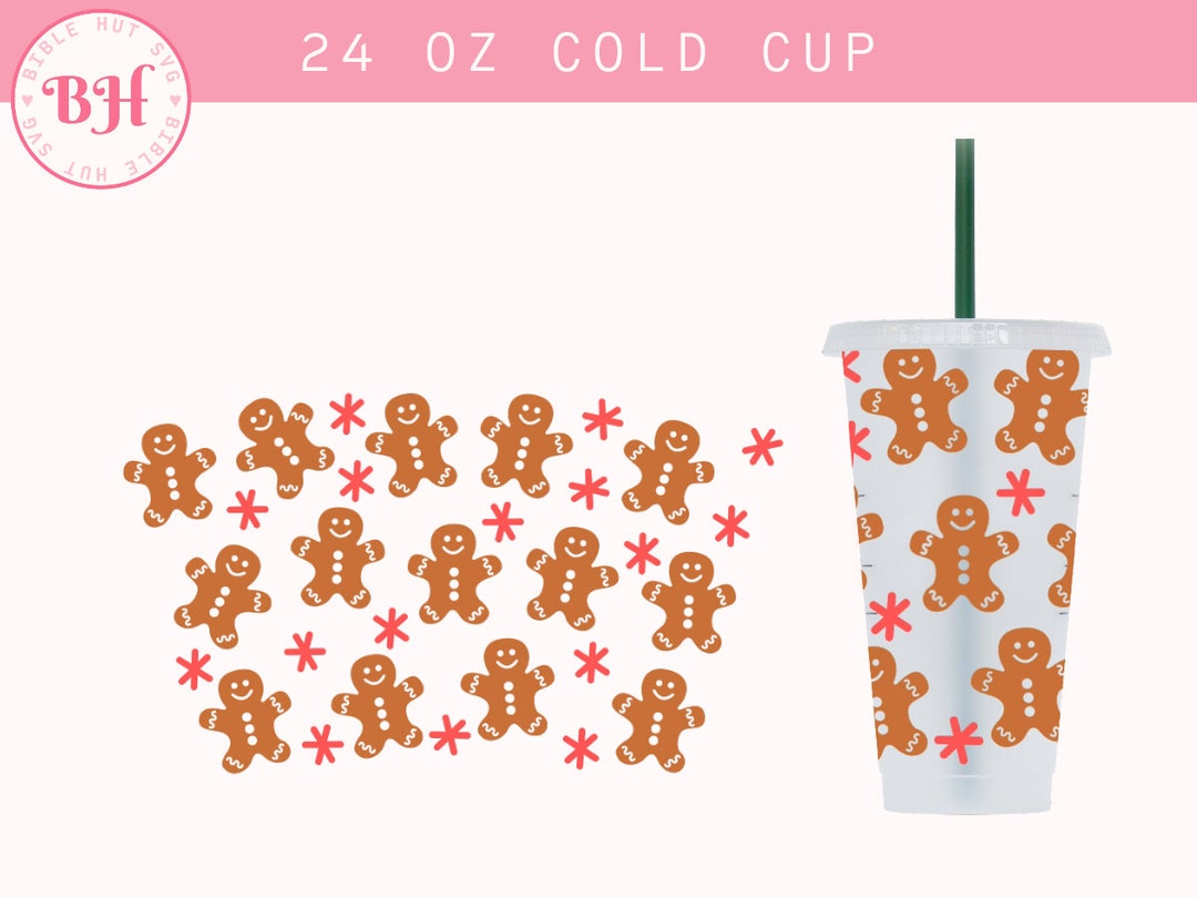 Gingerbread Man Cold Cup Wrap SVG: Christmas Festive Design (digital ...