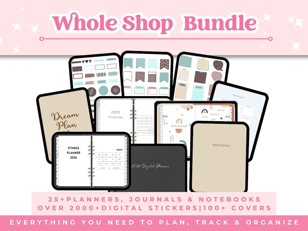 Whole Shop Digital Planner Bundle 2026 | Goodnotes | iPad Planner - Etsy