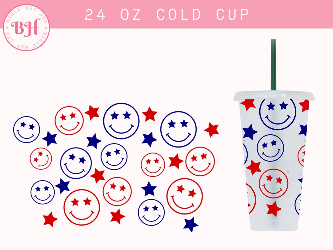 4th of July Cold Cup Wrap, Independence Day Venti Full Wrap Svg, Retro ...