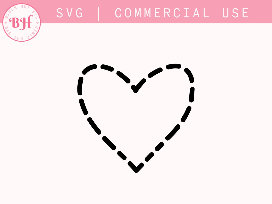 Dotted Line Heart SVG, Dashed Line Heart Svg, Heart Pattern Design ...
