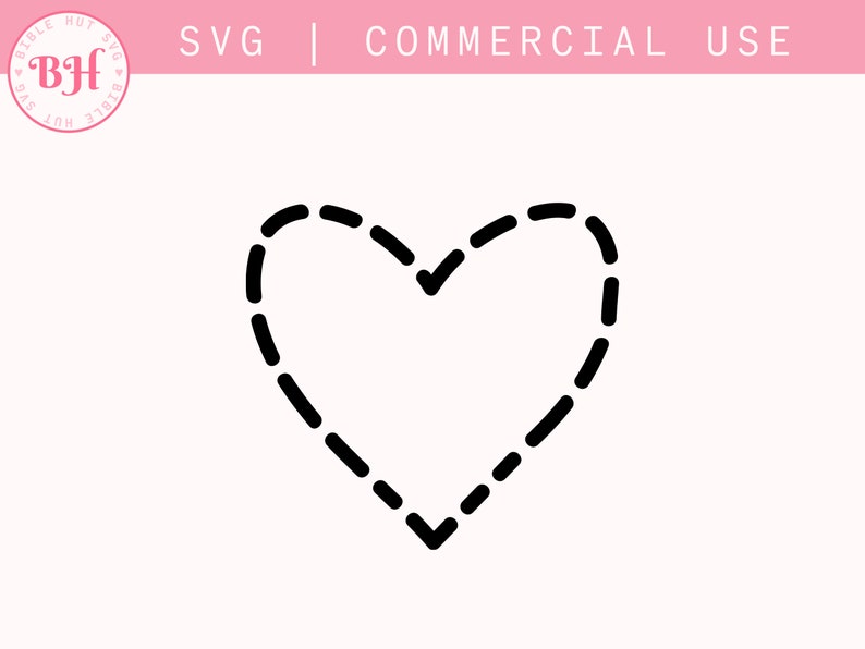 Dotted Line Heart SVG, Dashed Line Heart Svg, Heart Pattern Design ...