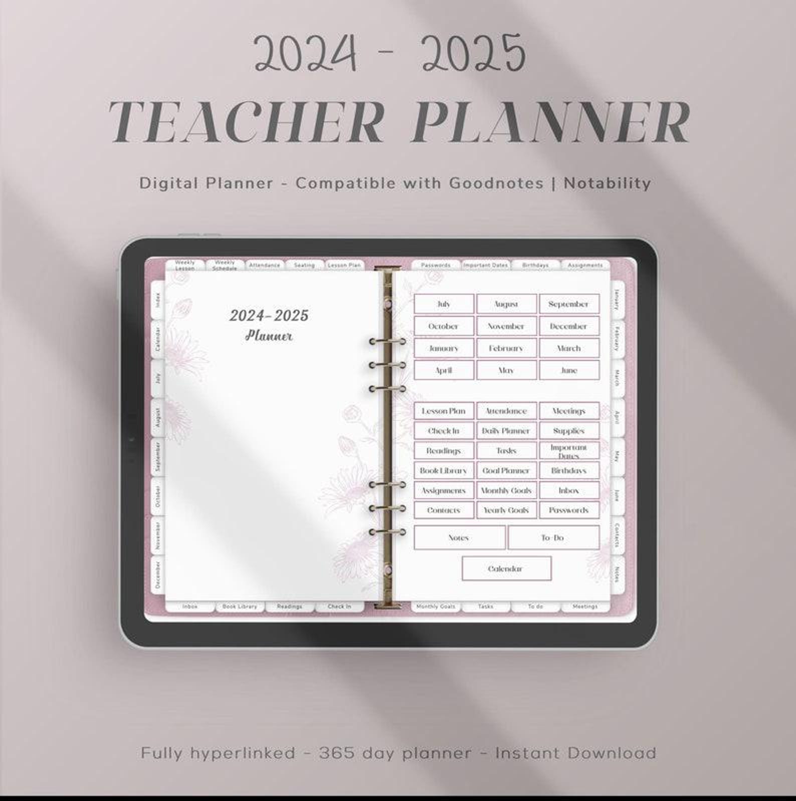 Digital Teacher Planner, Dated 2024 Lesson Planner, Academic Planner ...