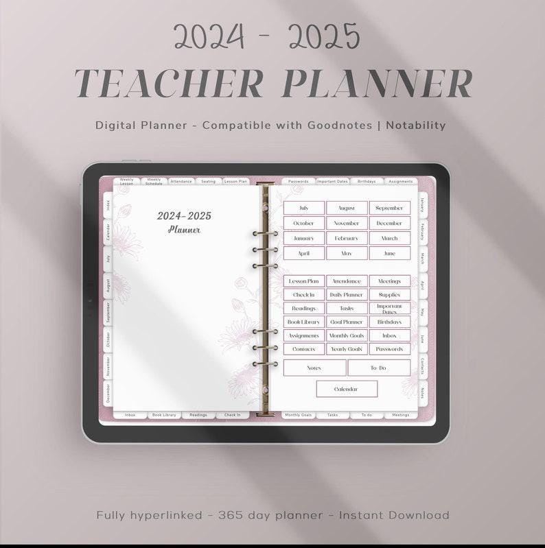 Digital Teacher Planner, Dated 2024 Lesson Planner, Academic Planner ...