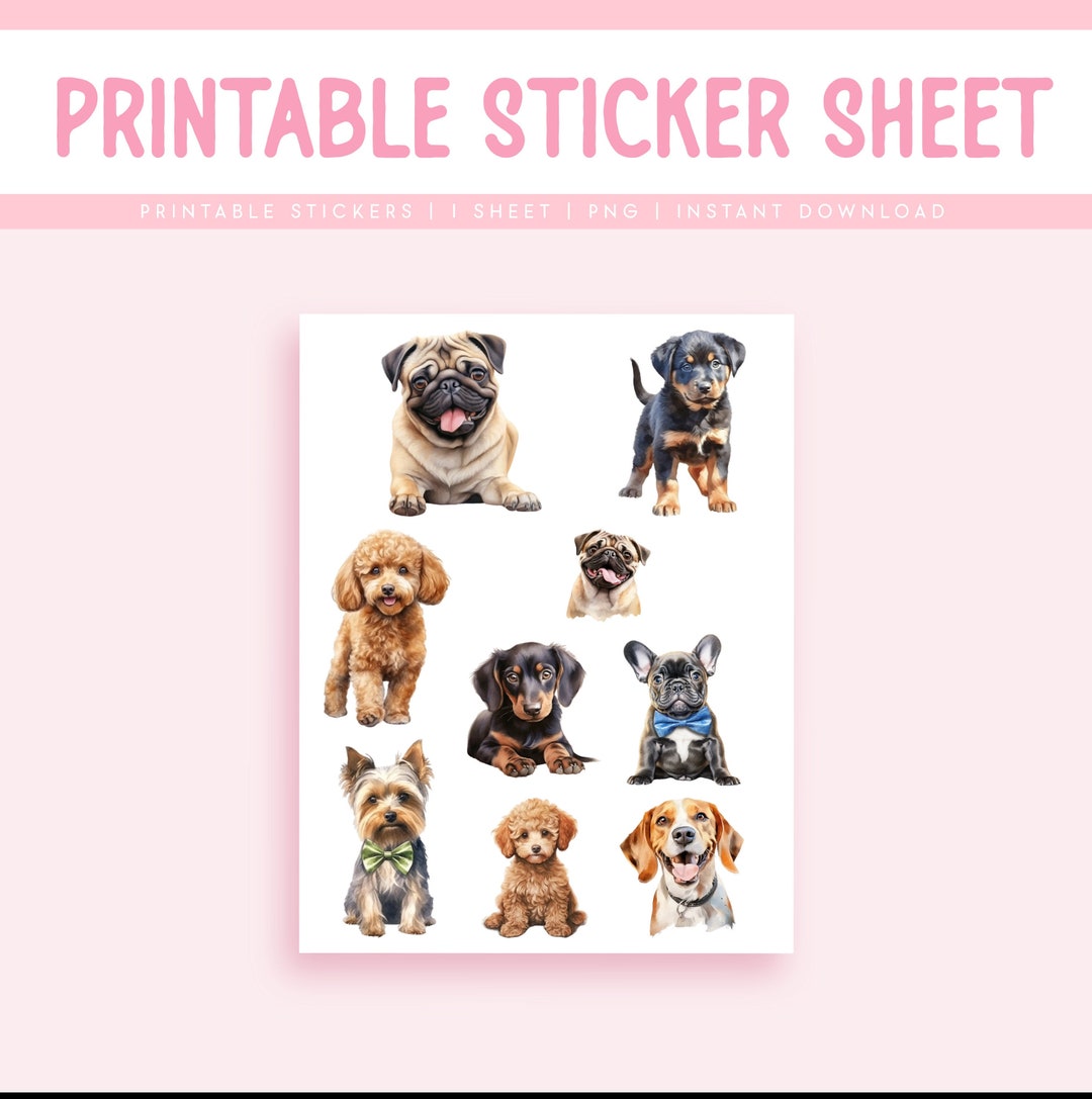 Printable Stickers Sheet Printable Planner Stickers Dog Printable ...