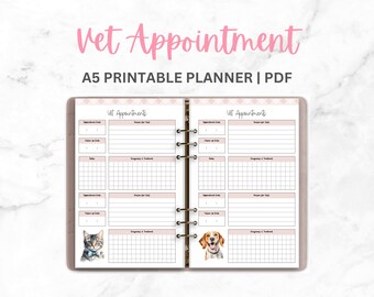 Vet Appointment Tracker, Printable Vet Visit, Pet Information ...