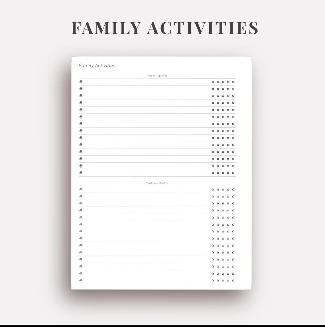 Family Planner Printable, Family Schedule, Family Activities Planner ...