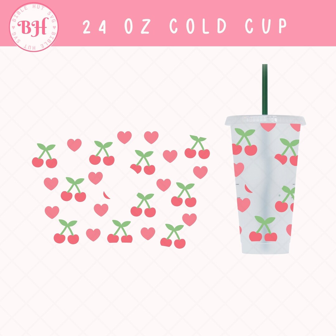 Cherry Cold Cup SVG PNG Summer Cherries Cutting File 24oz Fruit Venti ...