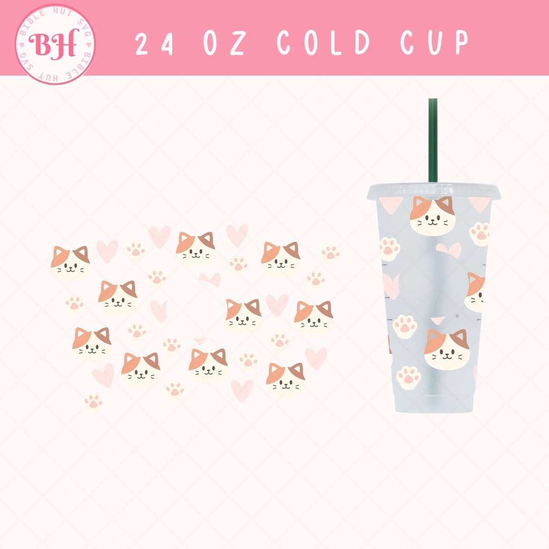 Full Wrap Cat No Hole SVG, Cats Cup SVG, Full Wrap for Venti Cold Cup ...