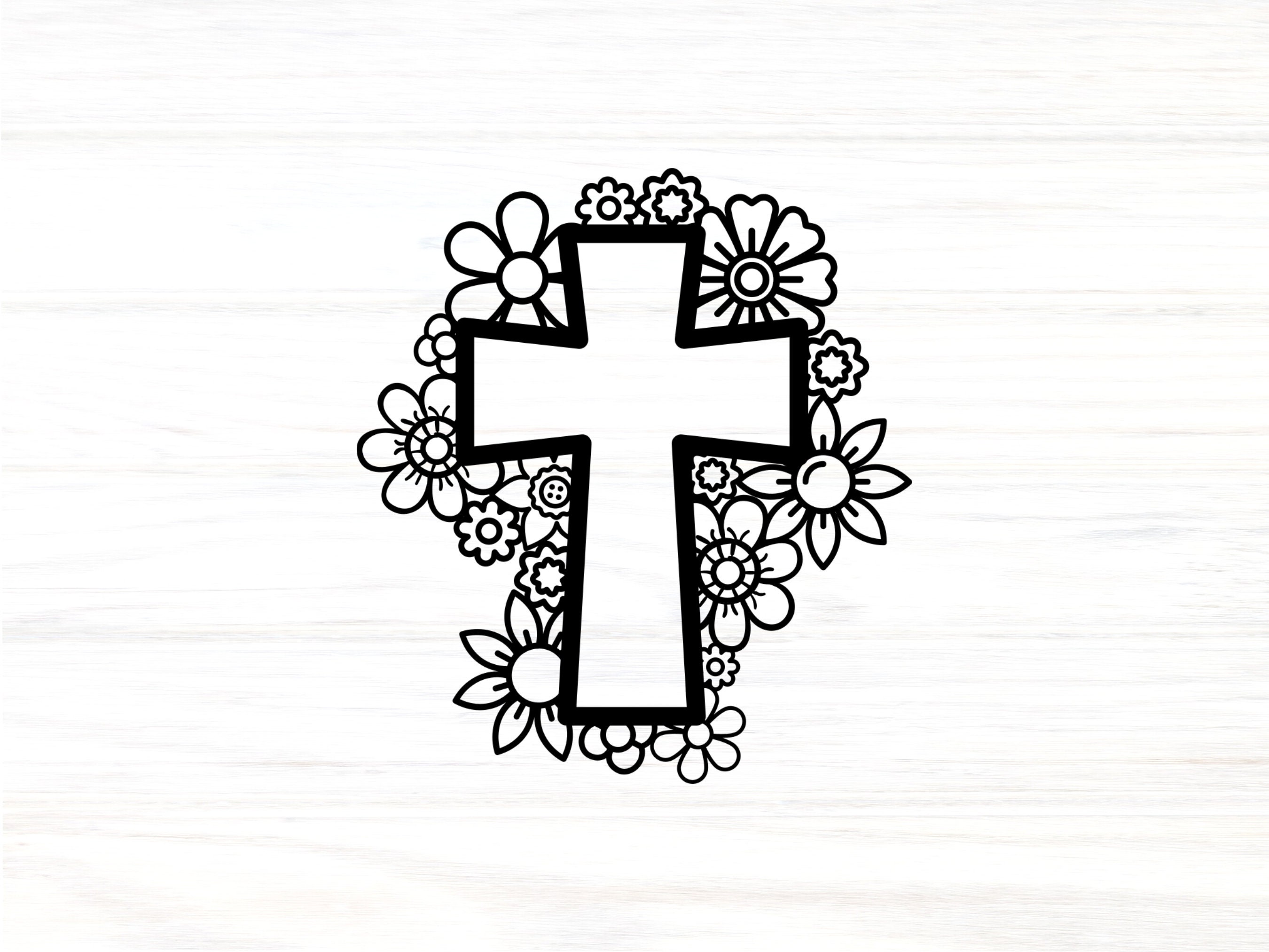 Floral Cross SVG DFX PNG Flower Cross Svg Faith Svg - Etsy