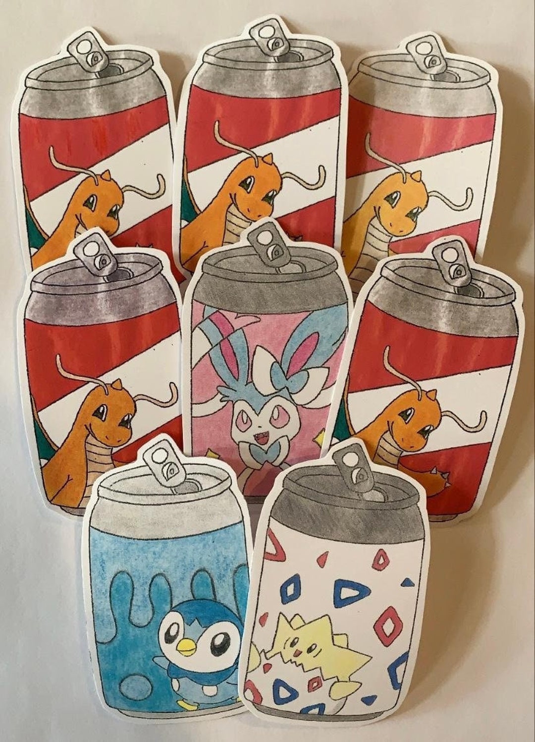 Mystery Discounted Pokémon Soda Can Stickers / Oopsie! Discolored Matte ...