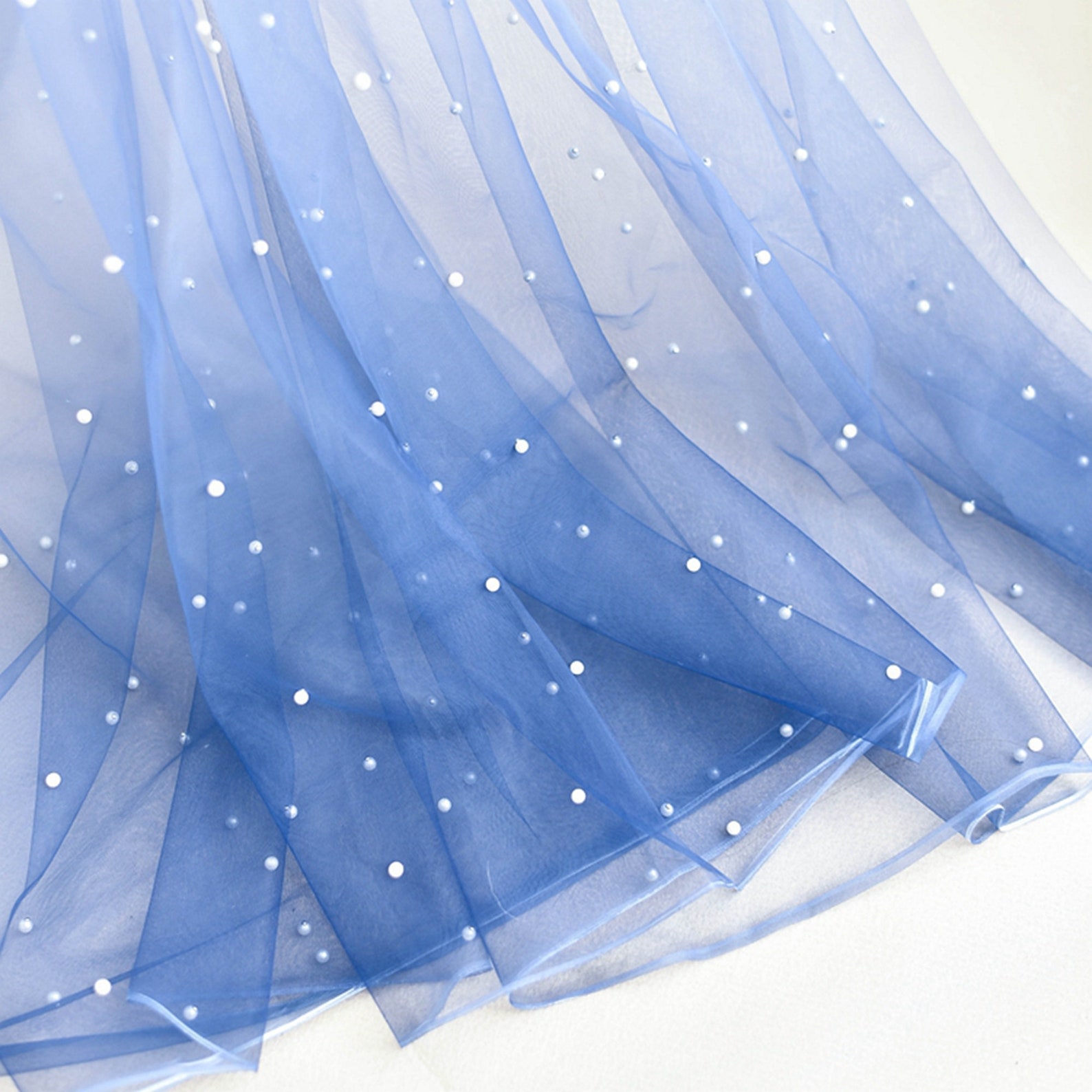 Gradient Mesh Fabric, Polyester Wedding Dress Fabric, 59
