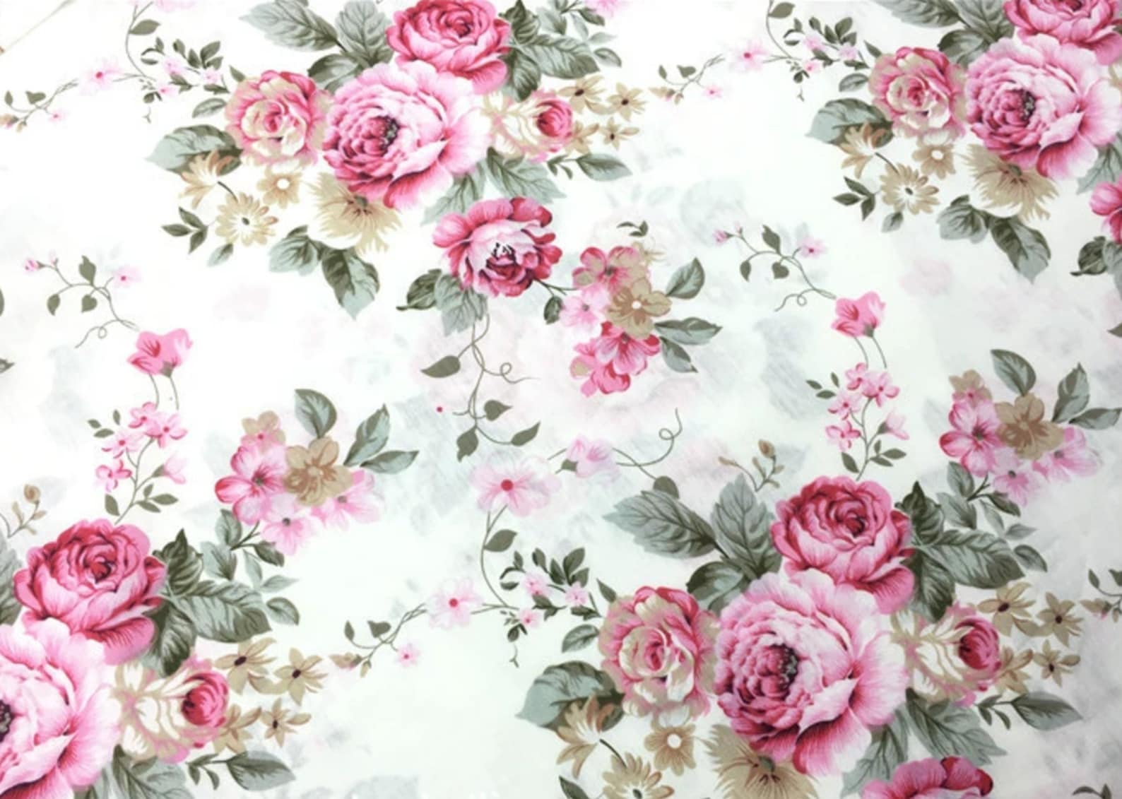Pastoral Flowers Cottontwill Fabric Cottage Chic Peony 1/2 Yard(length ...