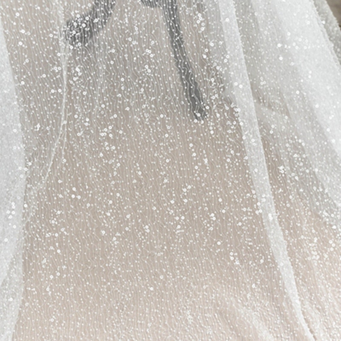 Sequin Embroidered Mesh Lace Fabric, Bridal Floral Tulle (51'' Width ...