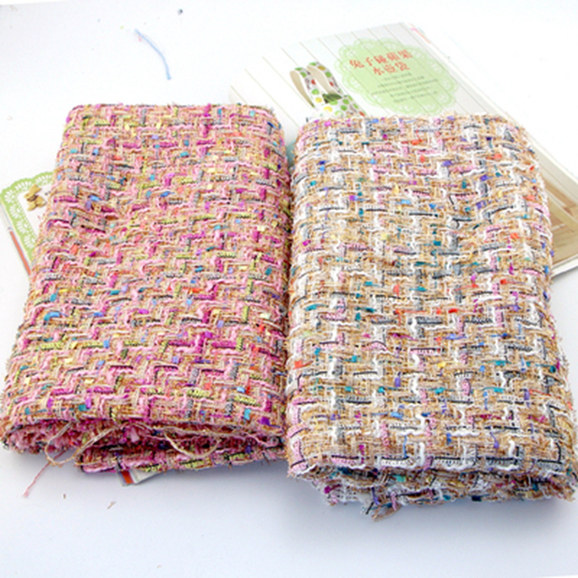 Coat Fabric Woven Fabric Golden Line and Fancy Tweed Fabric - Etsy