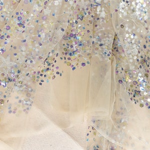 Colorful Mesh Fabric Dress Fabric Sequin Embroidery Fabric - Etsy