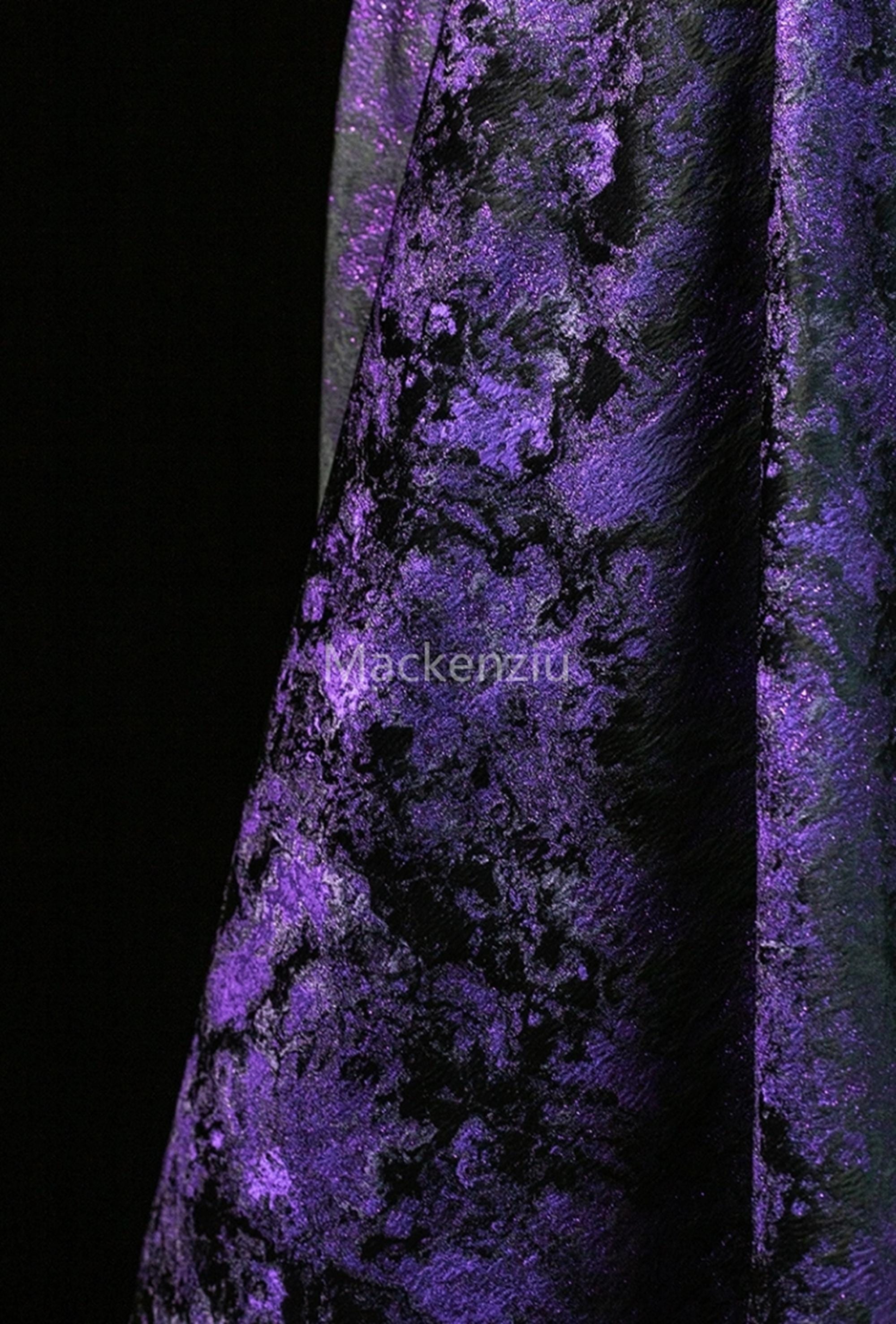 Purple Metallic Embroidered Jacquard Fabric: Gradient Textured Designer ...